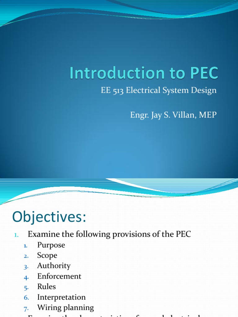 3 Introduction To PEC | PDF | Electrical Wiring | International System ...