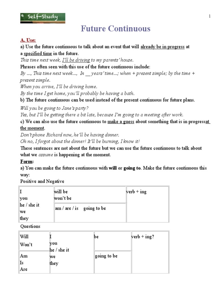 Future Continuous Tense Exercises | PDF | Style (Fiction) | Morphology