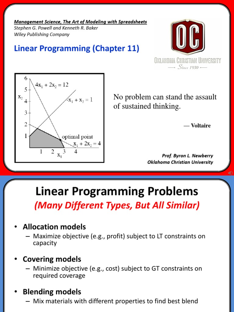 Linear Programming (Chapter 11) : No Problem Can Stand The Assault of ...