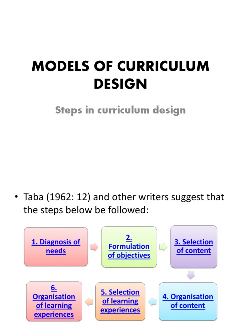 Models of Curriculum Design (Steps) | PDF | Curriculum | Evaluation
