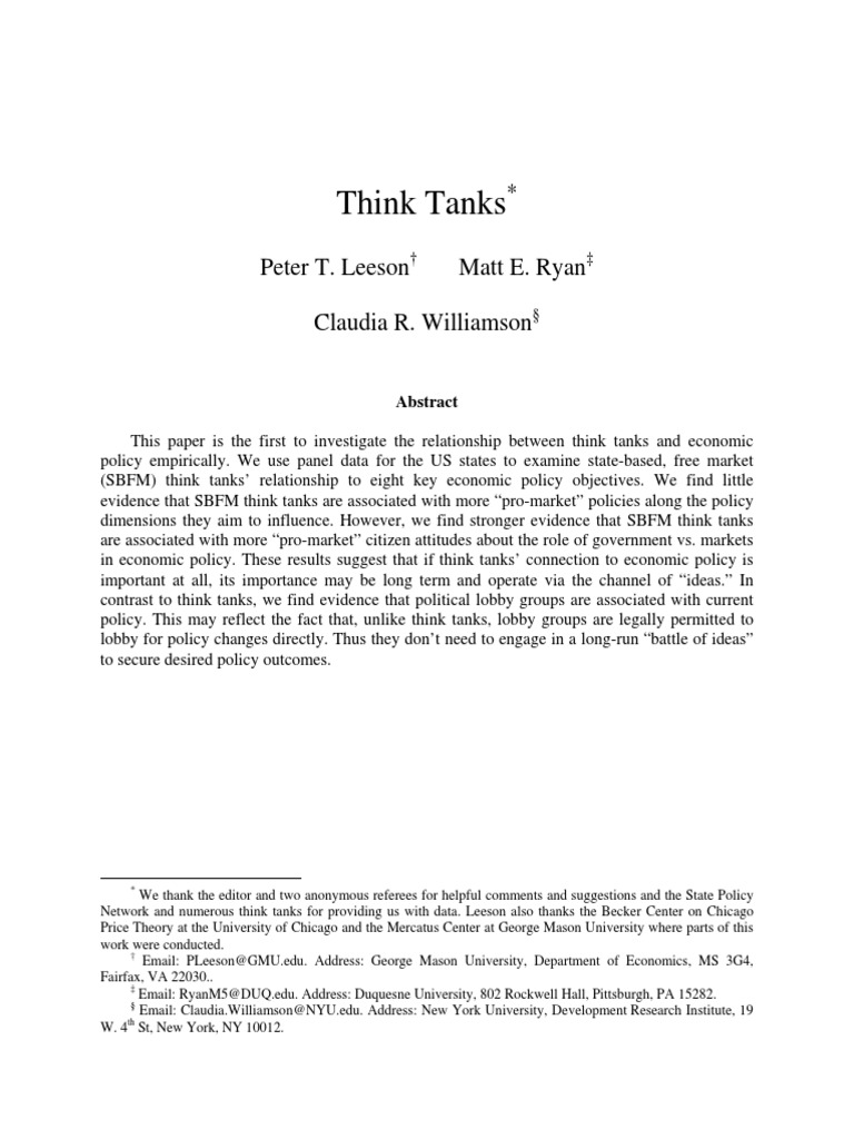 Think Tanks | PDF | Think Tank | Trade Union