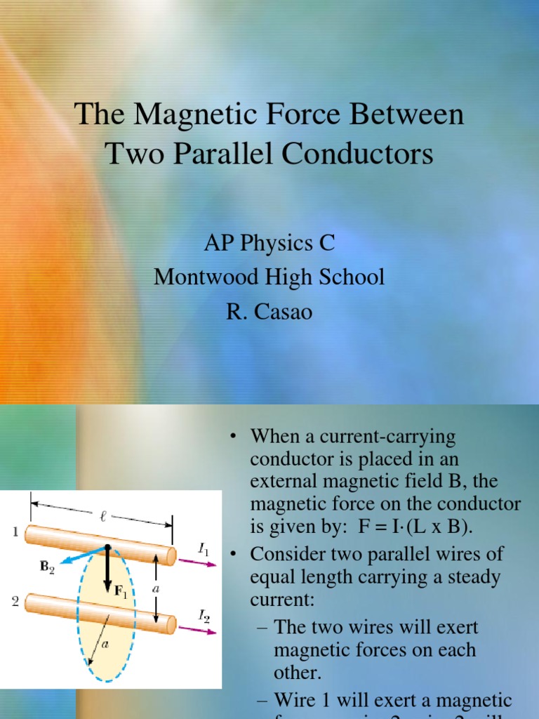 The Magnetic Force Between Two Parallel Conductors | PDF | Magnetic ...