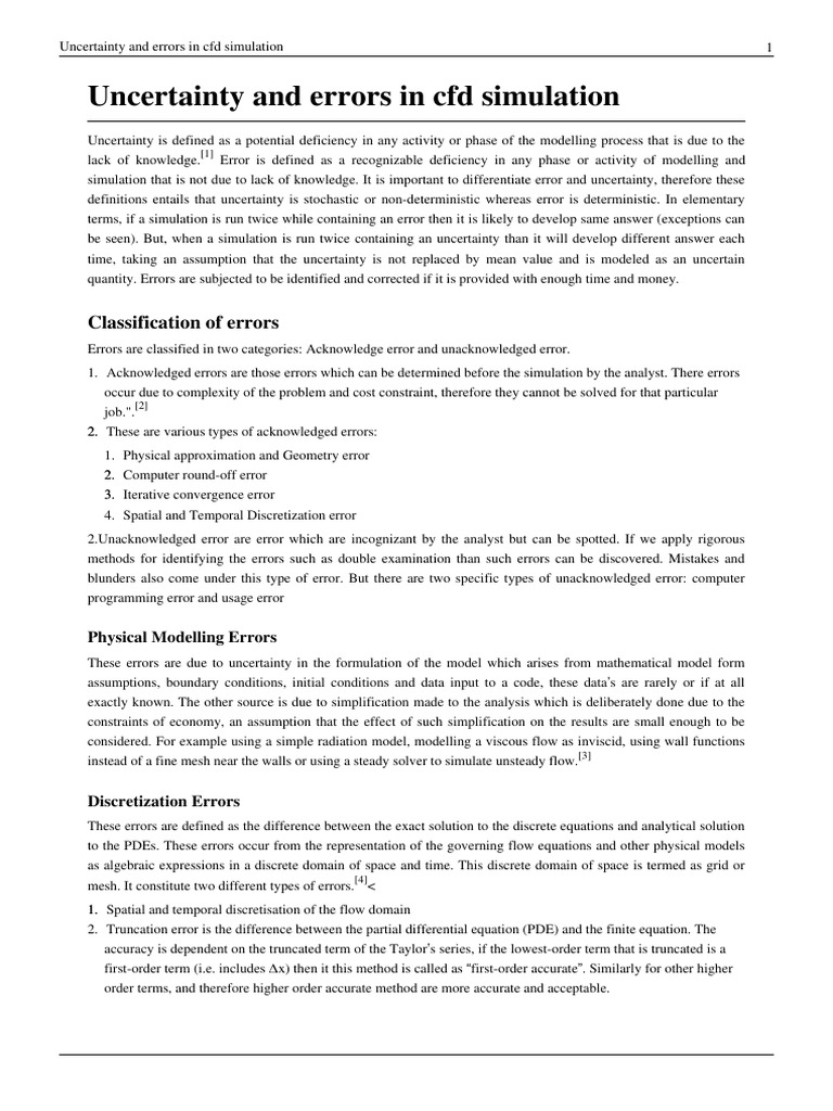 Errors and Uncertainty in CFD Simulation | PDF | Partial Differential ...