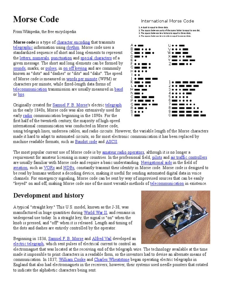 Morse Code: Development and History | PDF | Telecommunications ...