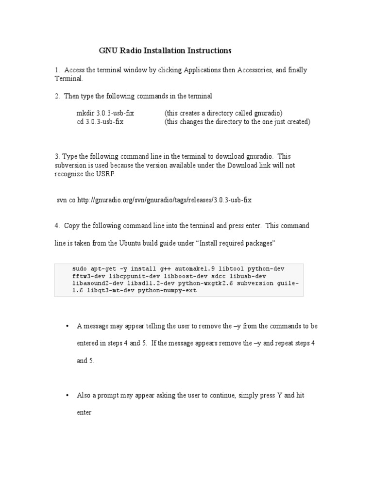 GNU Radio Installation Instructions in 40 Characters | PDF | Command ...
