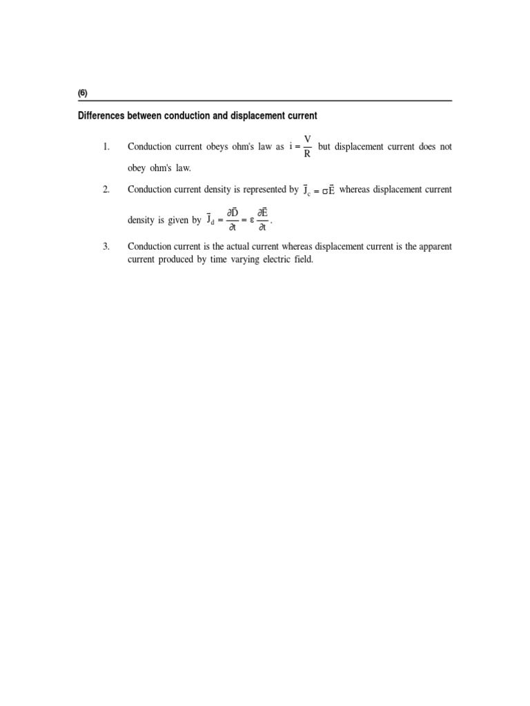 Difference Between Displacement and Conduction Current | PDF | Electrical Resistivity And ...