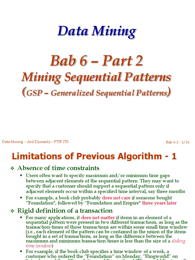 Bab 06 - Seq Mining - Part 2 | PDF | Sequence | Algorithms And Data ...