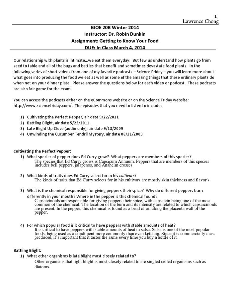 BIOE 20B Winter 2014 Instructor: Dr. Robin Dunkin Assignment: Getting ...