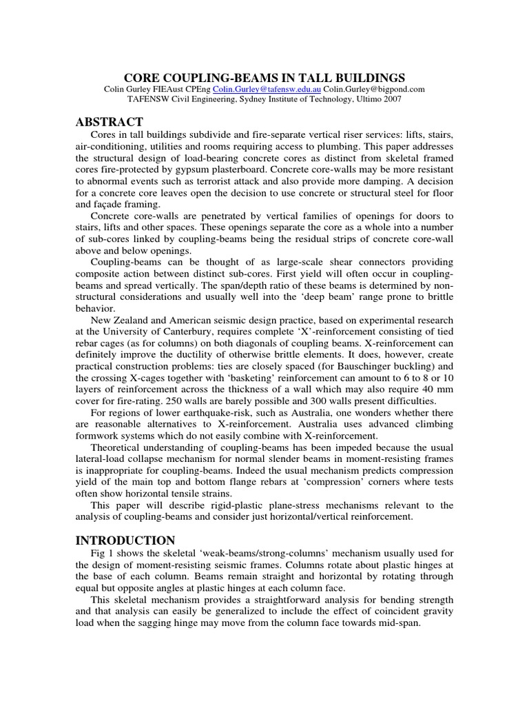Coupling Beam Design | PDF | Deformation (Mechanics) | Bending