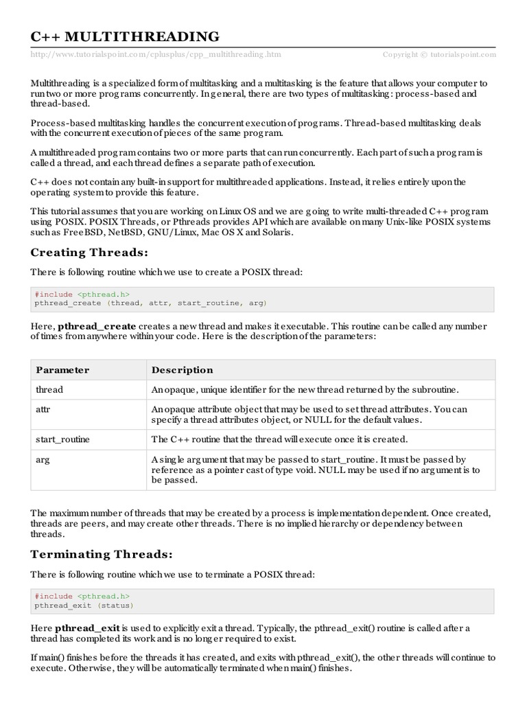 C Multithreading Creating Threads Pdf Thread Computing Parameter Computer Programming 4587