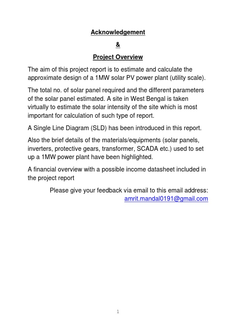 Project Solar Power Generation | PDF | Power Inverter | Photovoltaics