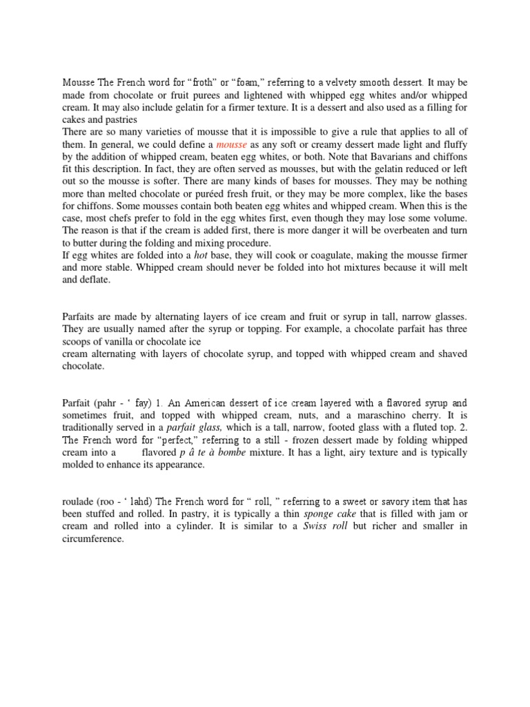 BHM 3rd Sem Notes | PDF | Whipped Cream | Desserts