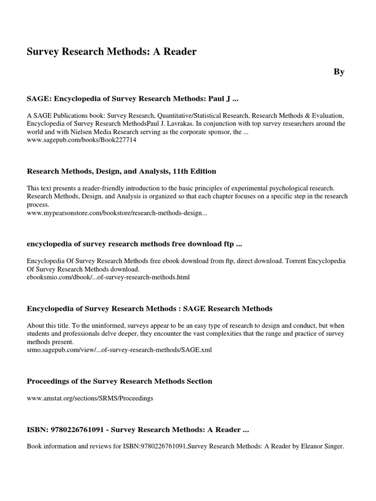 Survey Research Methods Guide | PDF