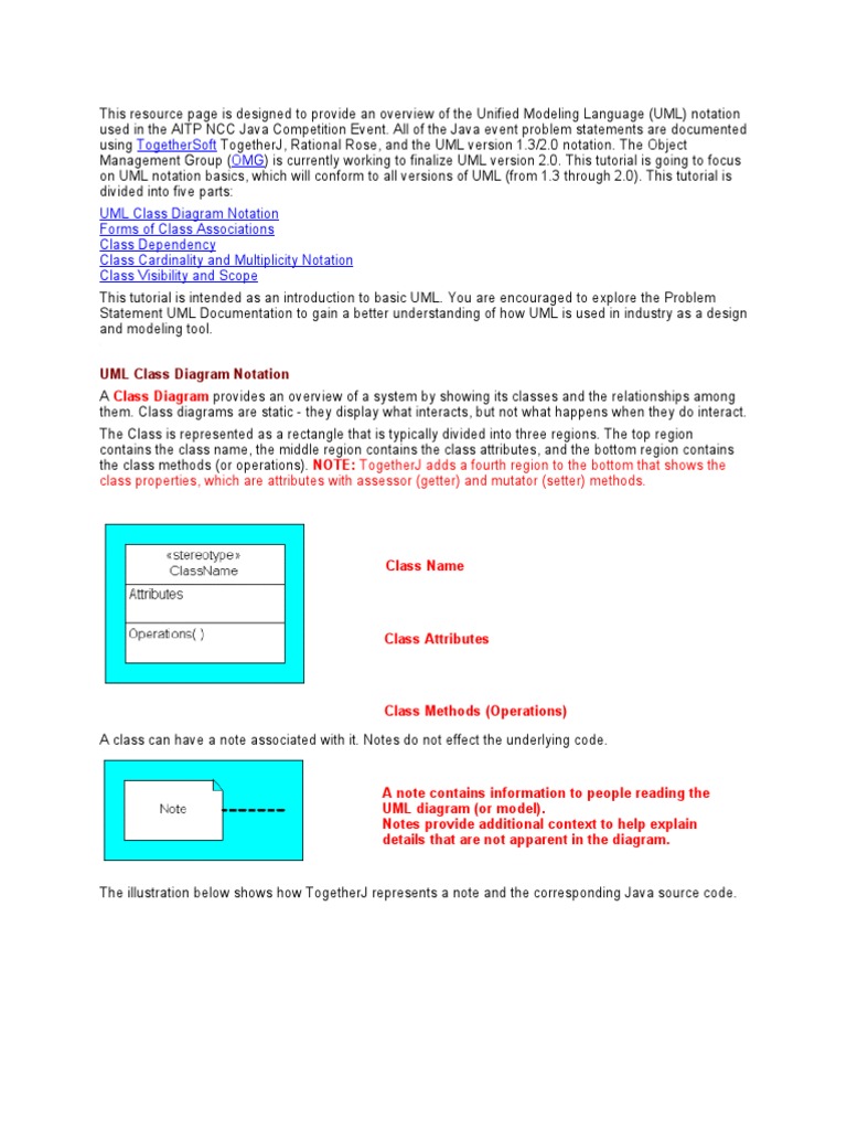 Togethersoft Omg: Uml Class Diagram Notation | PDF | Class (Computer ...