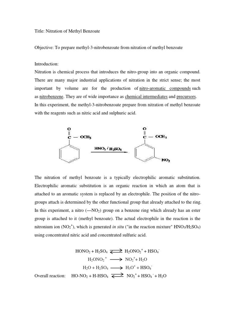 Synthesis and Characterization of Methyl-3-nitrobenzoate via ...