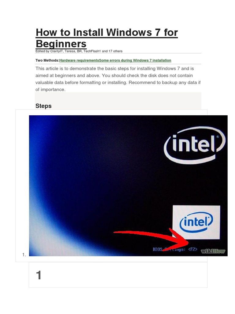 Install Windows 7: A Beginner's Guide | PDF | Windows 7 | Bios
