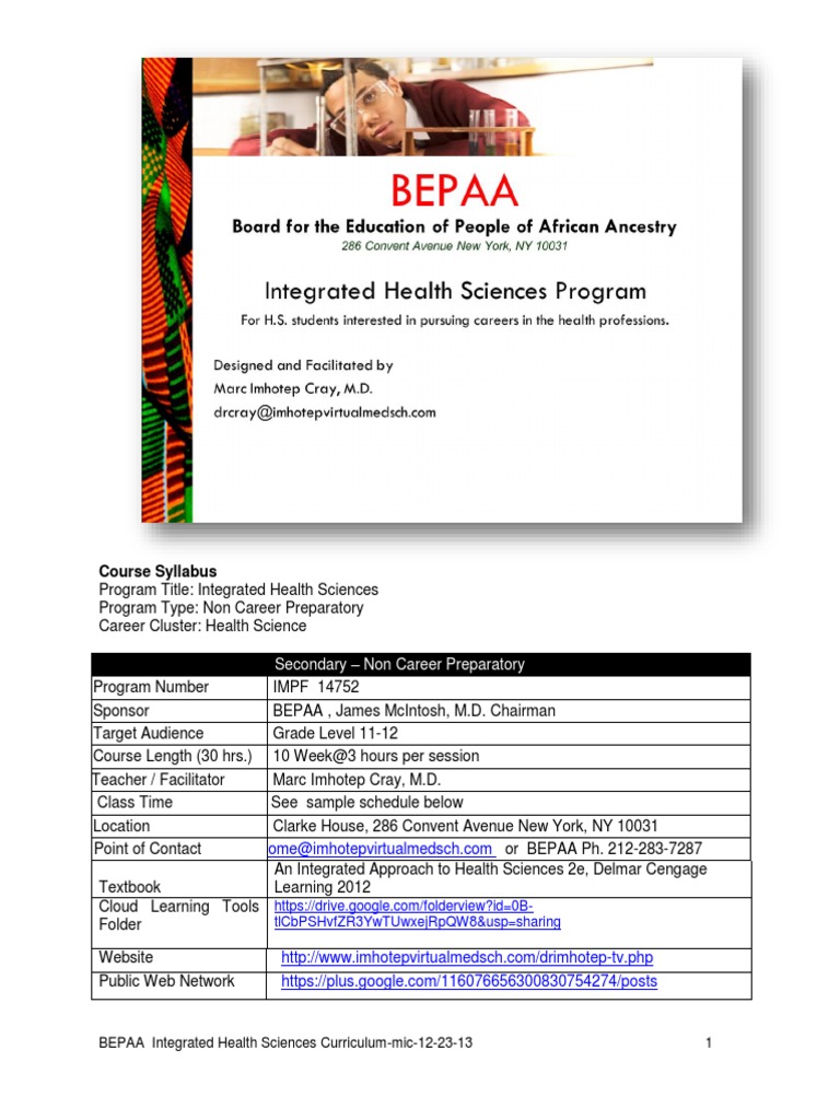 BEPAA-IHS (Integrated Health Sciences) Syllabus | Download Free PDF ...