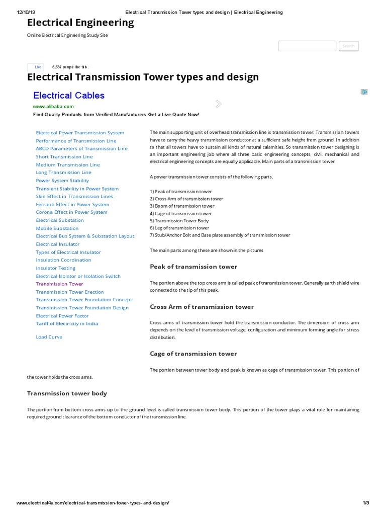 Types and Design of Transmission Towers | PDF | Electric Power ...
