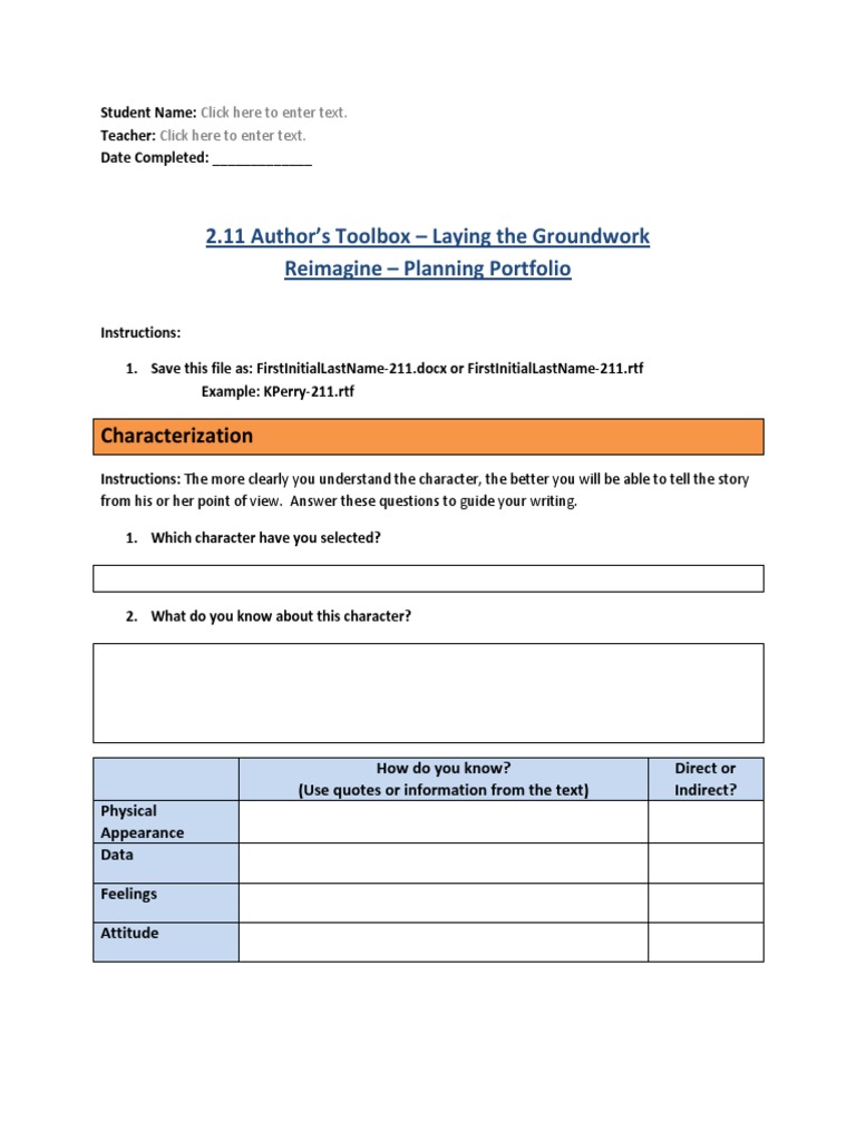 Character Analysis and Plot Planning Guide | PDF