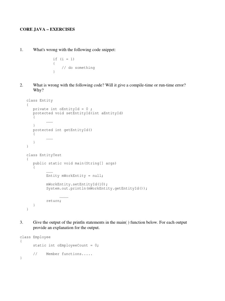 Java - Core Java Exercises | PDF | Method (Computer Programming) | Subroutine