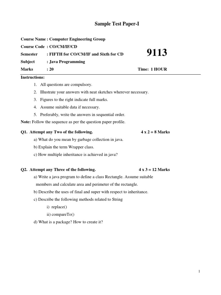 MSBTE 20 Marks Sample Test Paper | PDF | Career & Growth | Technology ...