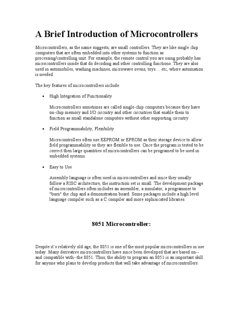 A Brief Introduction of Microcontrollers: 8051 Microcontroller | PDF | Microcontroller | Logic Gate