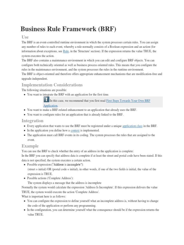 Business Rule Framework (BRF) | PDF | Runtime System | Logarithm