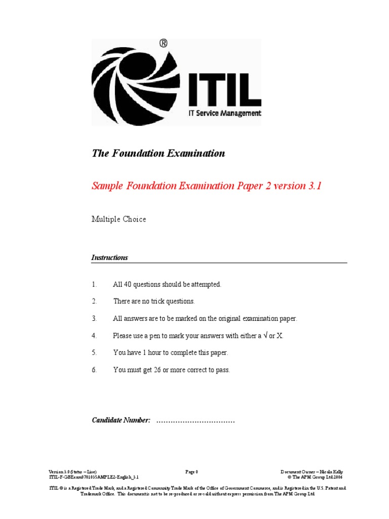 Example Exam APMG 2 | PDF | Itil | Trademark