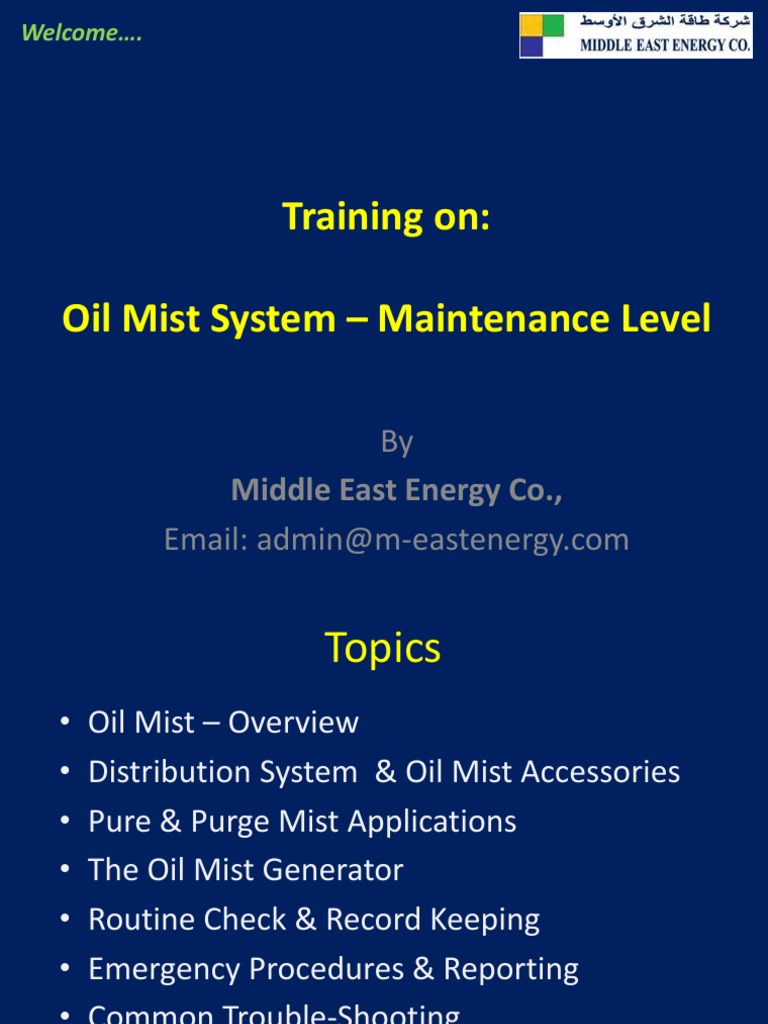 Oil Mist Training - Maintenance Level | PDF | Bearing (Mechanical) | Valve