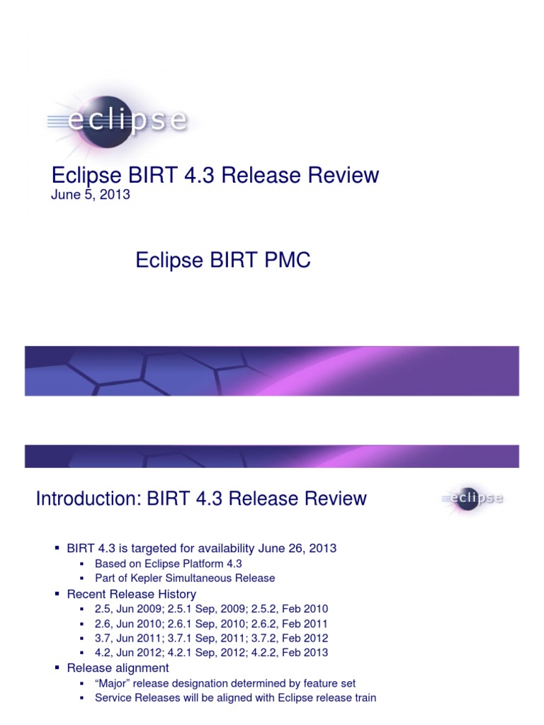 Eclipse BIRT 4.3 Release Review | PDF | Eclipse (Software) | Application Programming Interface