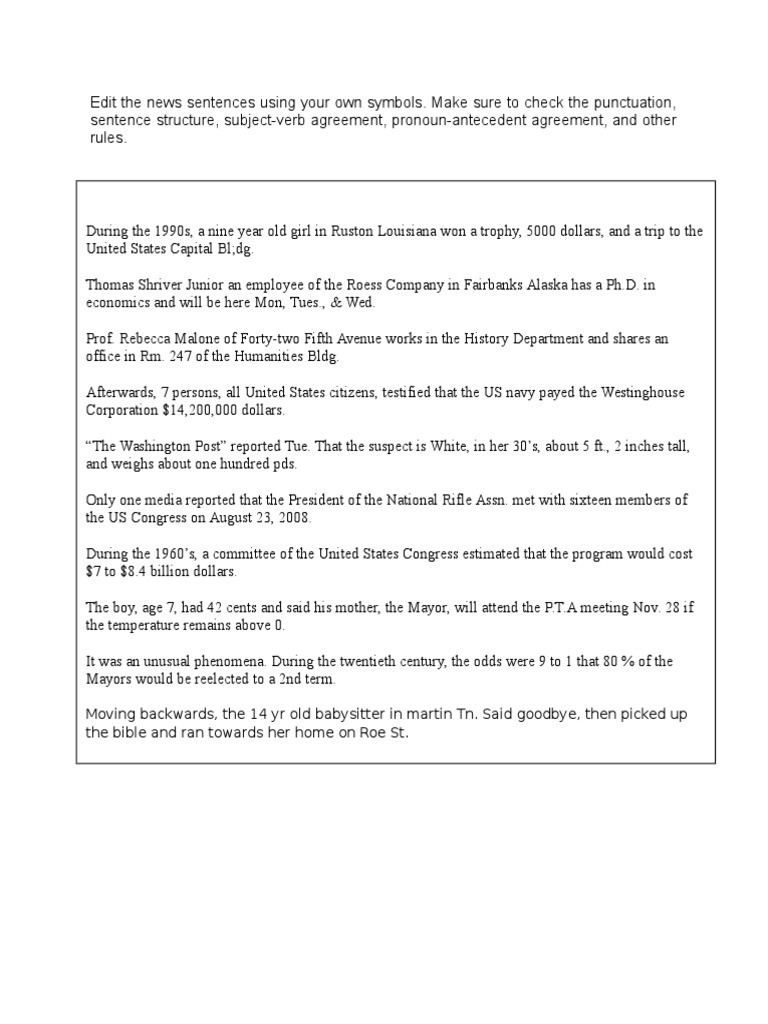Copy Reading Exercises | PDF | Typographical Symbols | Text