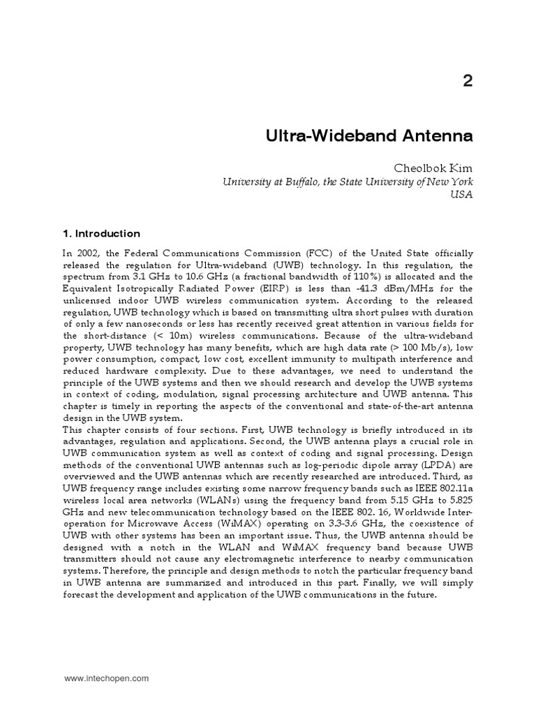Design and Performance of Ultra-Wideband Antennas for Wireless ...