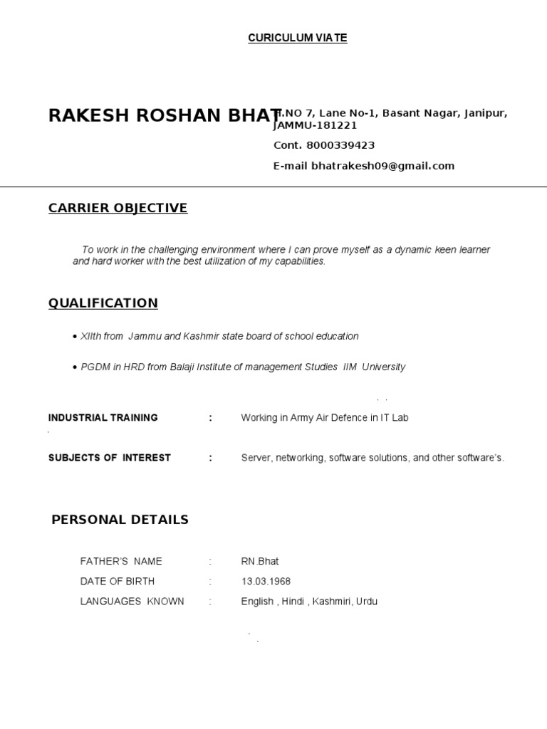 Rakesh Bhat's Professional CV | PDF