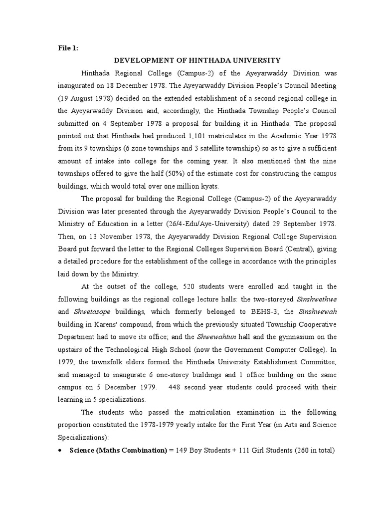 File 1: Development of Hinthada University | PDF