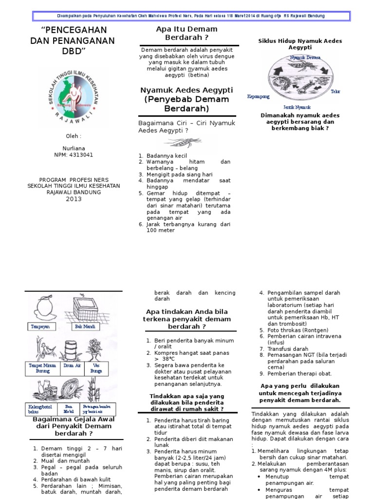 "Pencegahan Dan Penanganan DBD": (Penyebab Demam Berdarah) | PDF