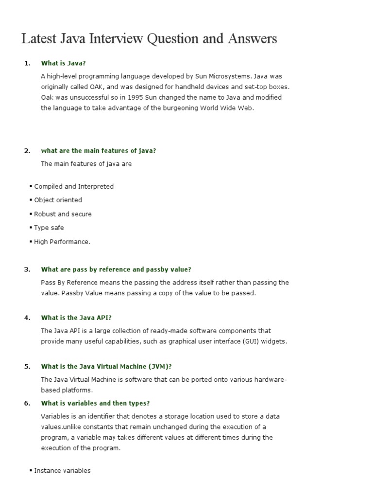 Latest Java Interview Question And Answers Pdf Method Computer Programming Class