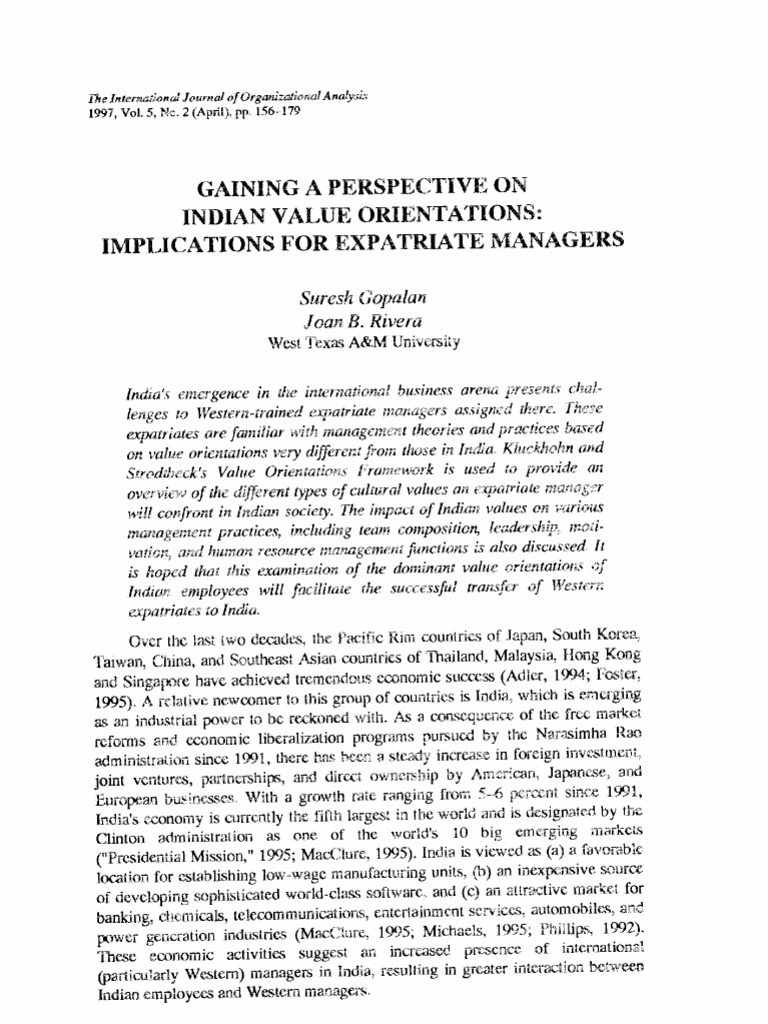 Gaining Perspective On Indian Value Orientation | PDF | Career & Growth