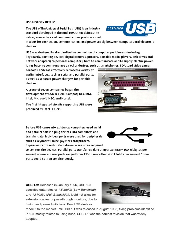 Usb History Resum | PDF | Usb | Electrical Connector