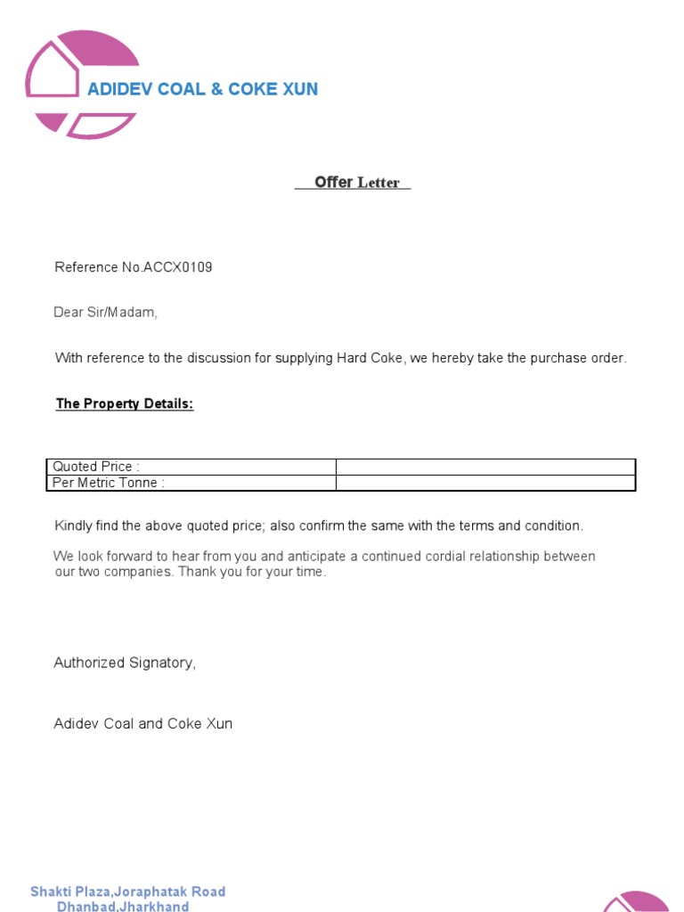 Company Offer Letter | PDF