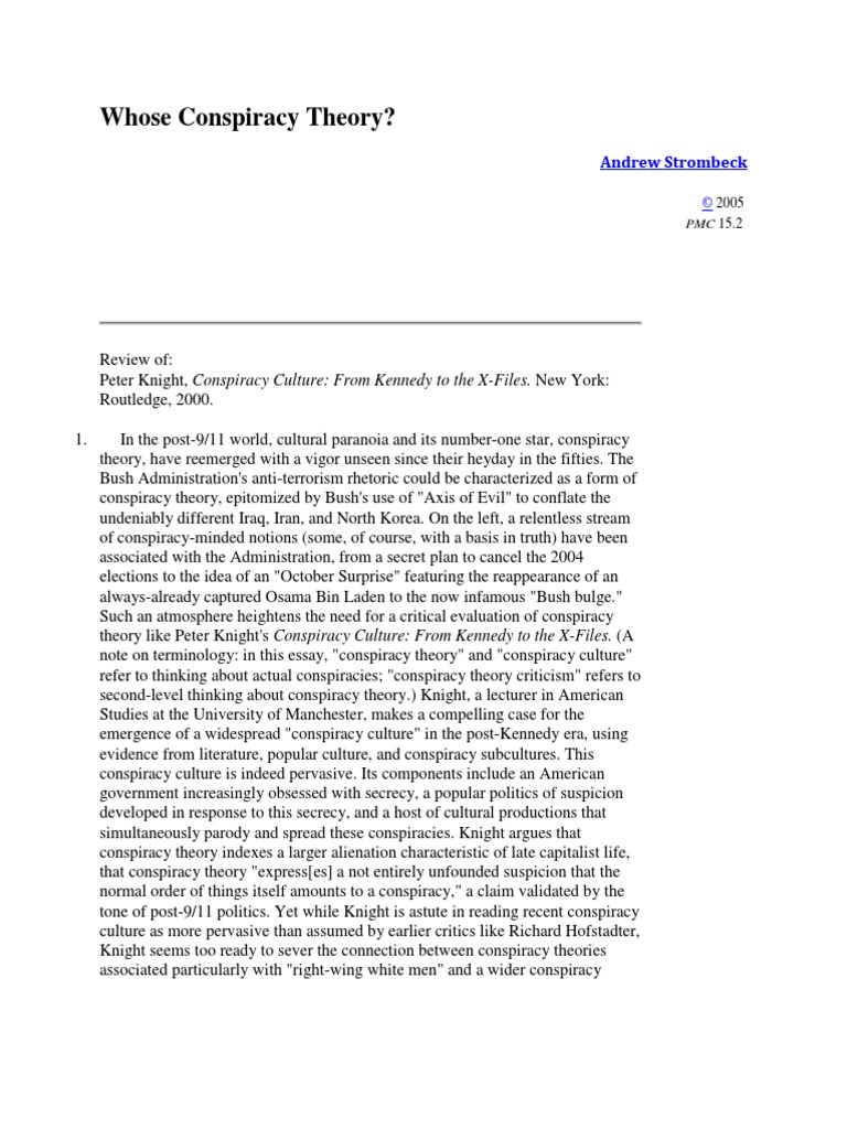 Strombeck, Whose Conspiracy Theory | PDF | Conspiracy Theory ...