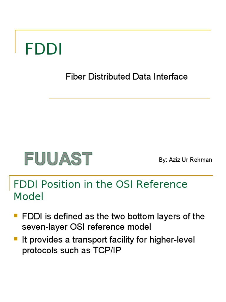 Fiber Distributed Data Interface By Aziz Ur Rehman Pdf Ethernet Computer Network