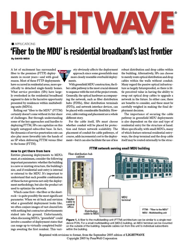 Fiber To The MDU | PDF | Fiber To The X | Digital Technology