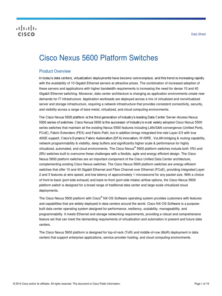 Cisco Nexus 5600 Platform Switches: Product Overview | PDF | Network ...