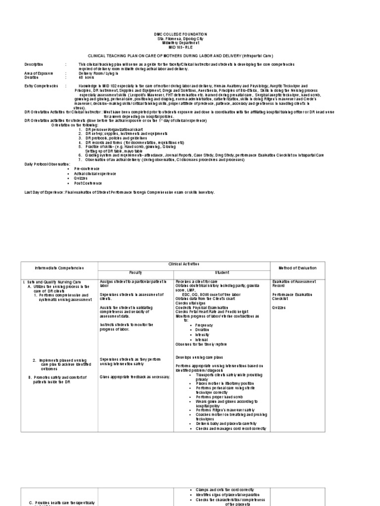 Clinical Teaching Plan | PDF | Medicine | Health Care