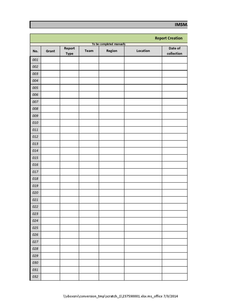 IMSMA Grant Report Register | PDF