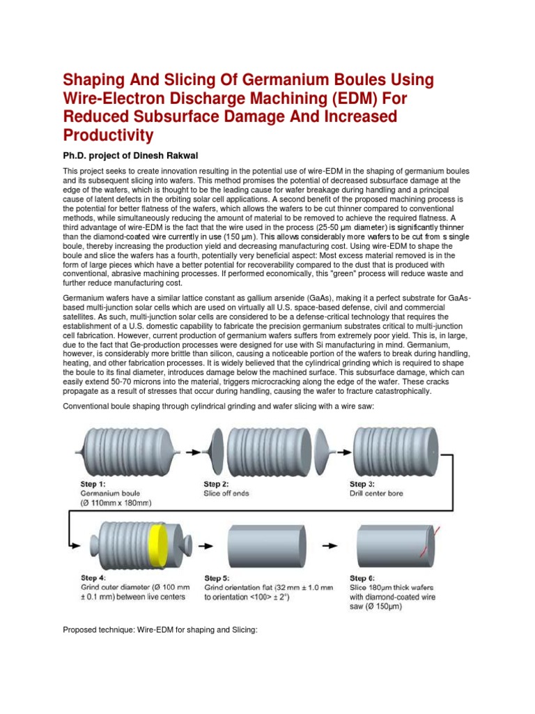 Shaping and Slicing of Germanium Boules Using Wire-Electron Discharge ...