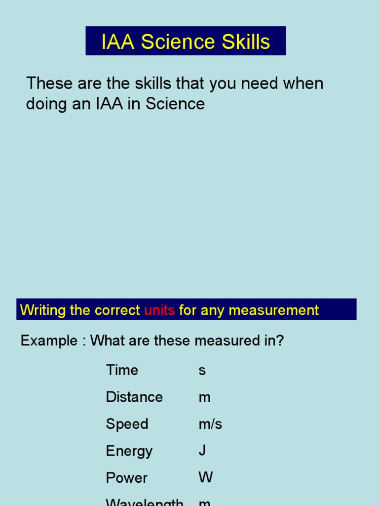 PP IAA Science Skills | Download Free PDF | Experiment | Measurement