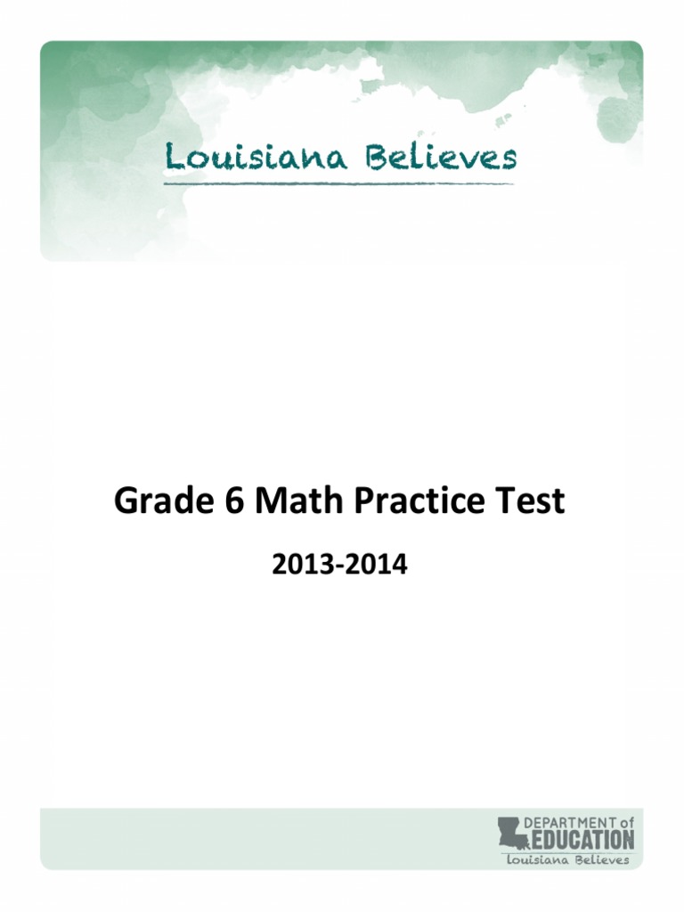 Practice Test Math Grade 6 | PDF