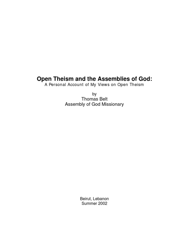Open Theism in Assemblies of God | PDF | Arminianism | God