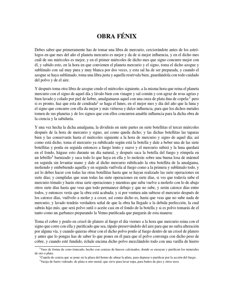 Anónimo - Obra Fénix | PDF | Mercurio (Elemento) | Plata